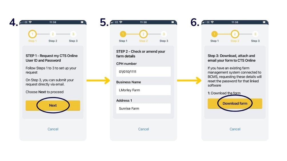 How do I get my Farm Software User ID and password from BCMS or ScotEID?