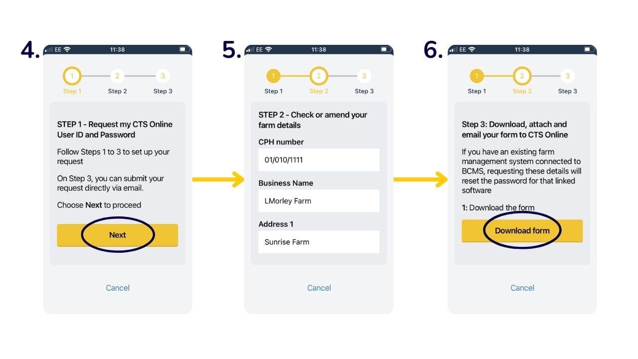 How do I get my Farm Software User ID and password from BCMS?